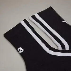 Adidas Y-3 Crew Socks With Signature Stripes - Black