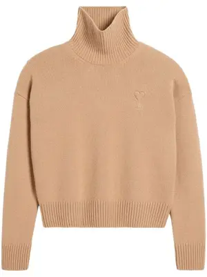 AMI Paris Embossed De Coeur Roll-neck Jumper