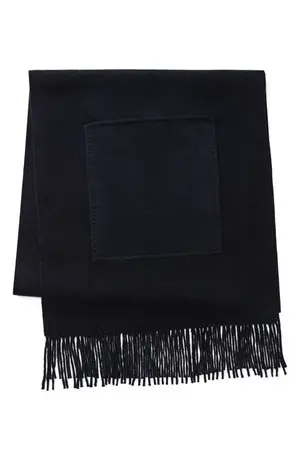 Lafayette 148 New York Patch Pocket Wool & Cashmere Fringe Scarf - Ink