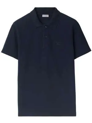 Burberry Edk-embroidered Cotton Polo Shirt - Blue