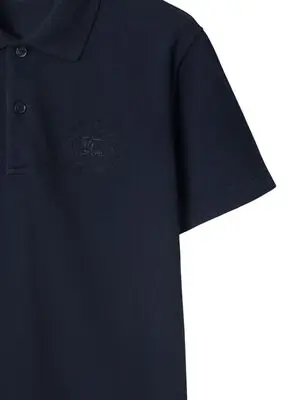 Burberry Edk-embroidered Cotton Polo Shirt - Blue