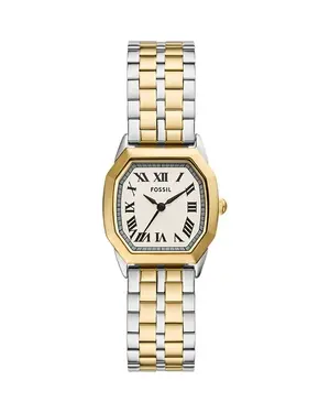 Fossil Harlow Three Hand Two Tone Watch, 27mm - Cream/two-tone