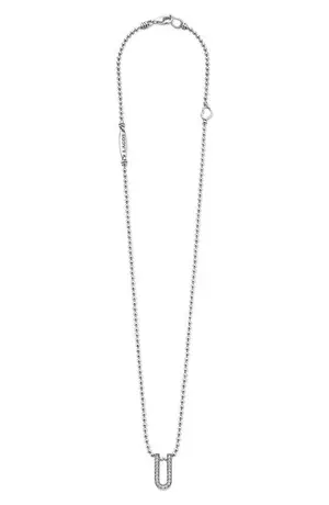 Lagos Caviar Spark Linear Pavé Diamond Pendant Necklace