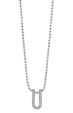 Lagos Caviar Spark Linear Pavé Diamond Pendant Necklace