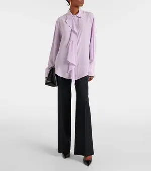 Victoria Beckham Ruffled Silk Blouse - Purple