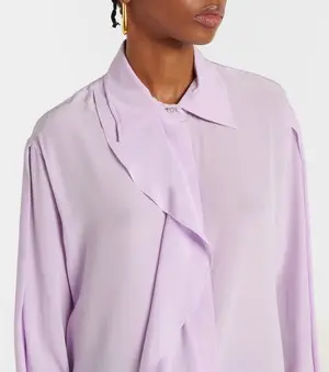 Victoria Beckham Ruffled Silk Blouse - Purple