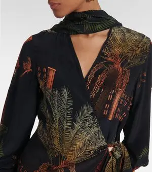 Johanna Ortiz Printed Silk Wrap Dress