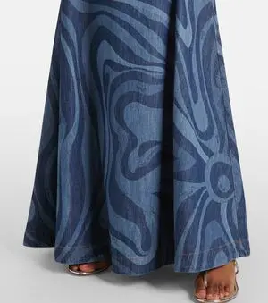 Emilio Pucci Marmo High-rise Denim Maxi Skirt