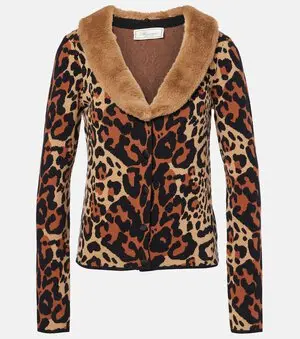 Blumarine Leopard-print Jacquard Cardigan - Multicoloured