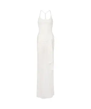 Jacquemus La Robe Maille Nodo Sheer Gown - White