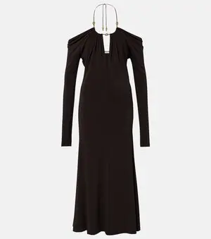 FERRAGAMO Off-shoulder Midi Dress - Brown
