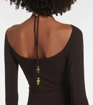 FERRAGAMO Off-shoulder Midi Dress - Brown