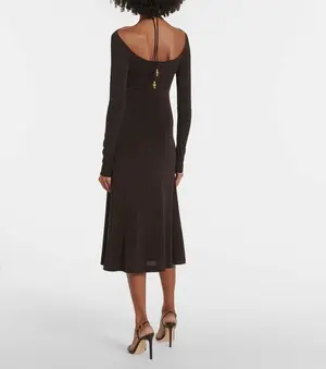 FERRAGAMO Off-shoulder Midi Dress - Brown