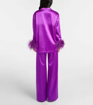 Valentino Garavani Feather-trimmed Silk Satin Shirt