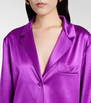 Valentino Garavani Feather-trimmed Silk Satin Shirt