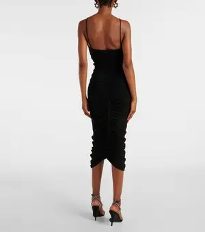 Magda Butrym Ruffled Ruched Jersey Midi Dress - Black