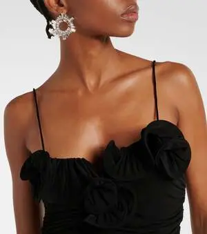 Magda Butrym Ruffled Ruched Jersey Midi Dress - Black