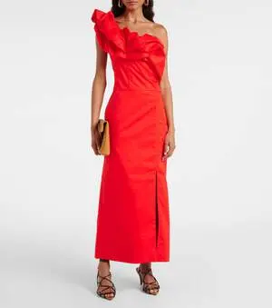 Johanna Ortiz Ruffled One-shoulder Gown