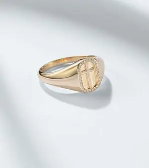 SYDNEY EVAN 14kt Yellow And Diamond Cross Ring