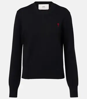 AMI Paris De Coeur Wool Sweater - Black