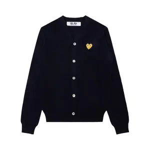 Play Comme Des Garcon Gold Heart Cardigan - Blue