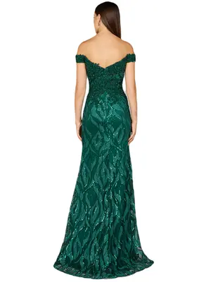 LARA NEW YORK Off-shoulder Gown - Green