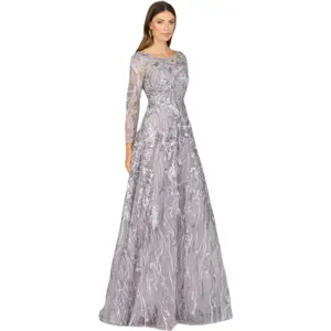 LARA NEW YORK Long Sleeve A-line Gown - Multi