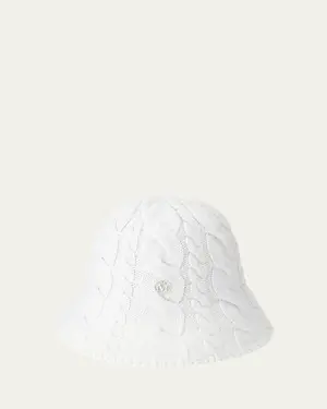 MAISON MICHEL Clem Cable Knit Bucket Hat - Snow White