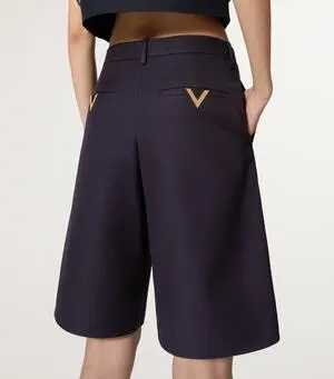 Valentino Garavani Cotton V-detail Bermuda Shorts