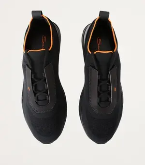 Santoni Technical-knit Runner Sneakers - Black