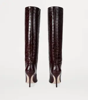 Paris Texas Croc-embossed Leather Knee-high Stiletto Boots 85 - Burgundy