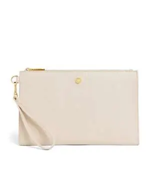 Harrods Medium Pebbled Leather Pouch - Ivory