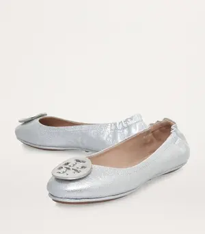 Tory Burch Metallic Leather Minnie Travel Ballet Flats