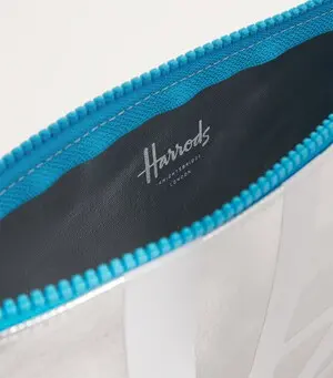 Harrods Medium Metallic Logo Pouch - Silver