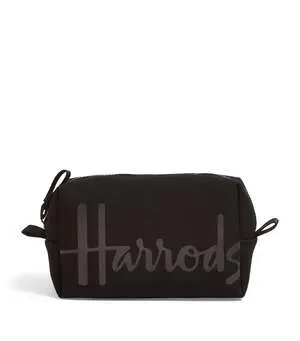 Harrods Cotton Logo Cosmetics Bag - Black