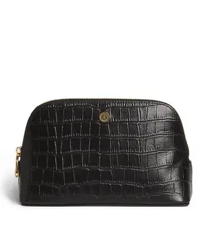 Harrods Small Croc-embossed Leather Cosmetics Bag - Black