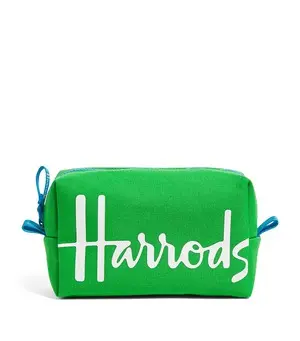 Harrods Cotton Logo Cosmetics Bag - Green