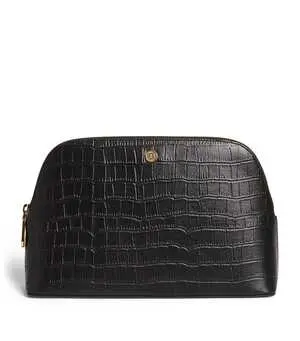 Harrods Large Croc-embossed Leather Cosmetics Bag - Black