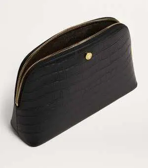 Harrods Large Croc-embossed Leather Cosmetics Bag