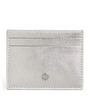 Harrods Leather Metallic Card Holder - Silver