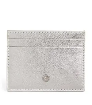 Harrods Leather Metallic Card Holder - Silver