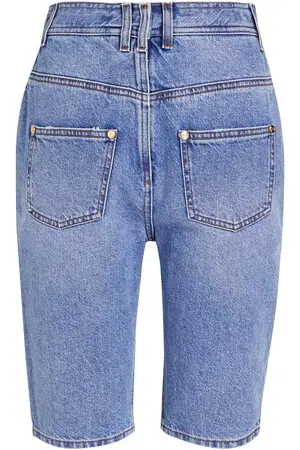 Balmain High-rise Faded Denim Shorts - Light Denim
