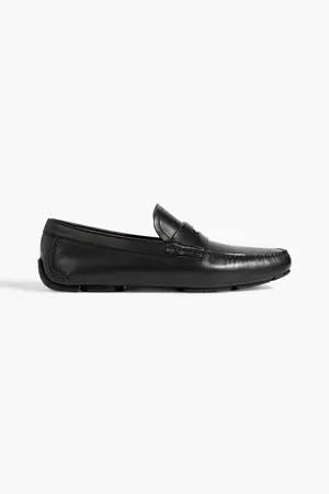 FERRAGAMO Newton Leather Driving Shoes - Black