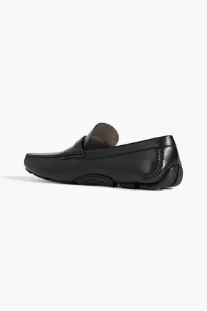 FERRAGAMO Newton Leather Driving Shoes - Black