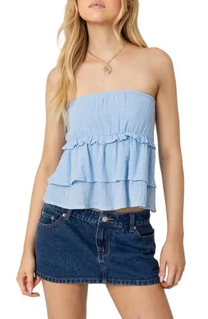 EDIKTED Strapless Tiered Top