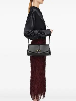 FERRAGAMO Medium Shoulder Bag With Gancini Buckle - Black