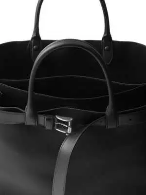 Prada Buckle Leather Tote - Black