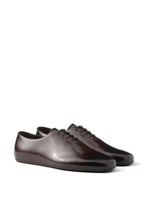 Prada Brushed-leather Lace-up Oxford Shoes