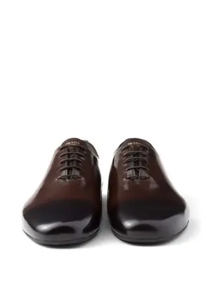 Prada Brushed-leather Lace-up Oxford Shoes