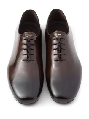 Prada Brushed-leather Lace-up Oxford Shoes